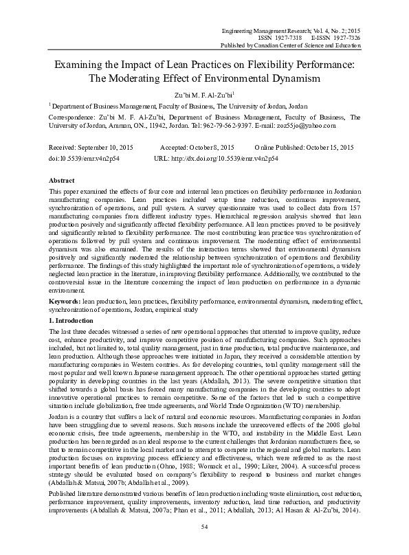 (PDF) Examining the Impact of Lean Practices on Flexibility Performance: The Moderating Effect ...