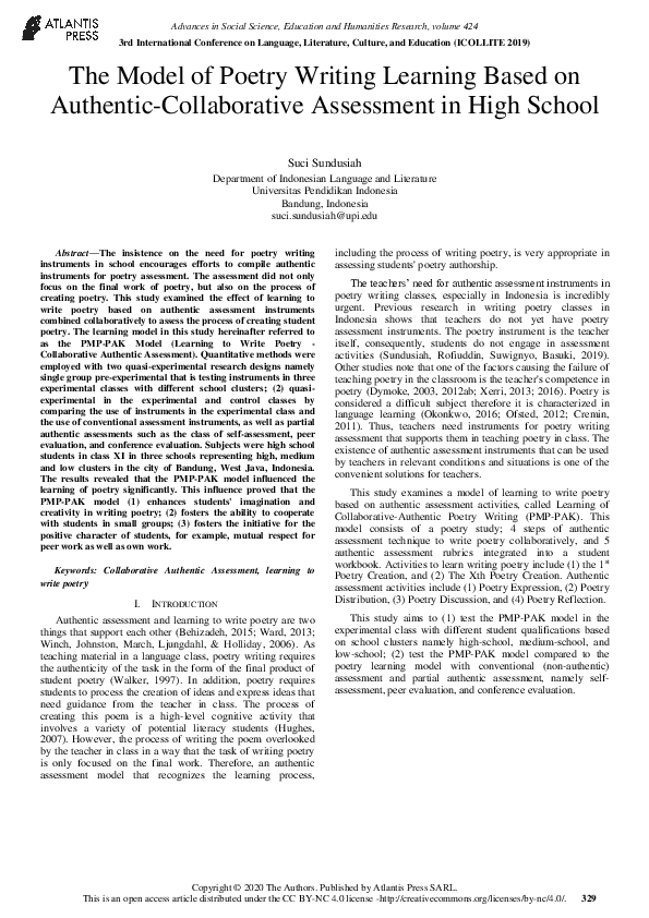 (PDF) The Model of Poetry Writing Learning Based on Authentic ...