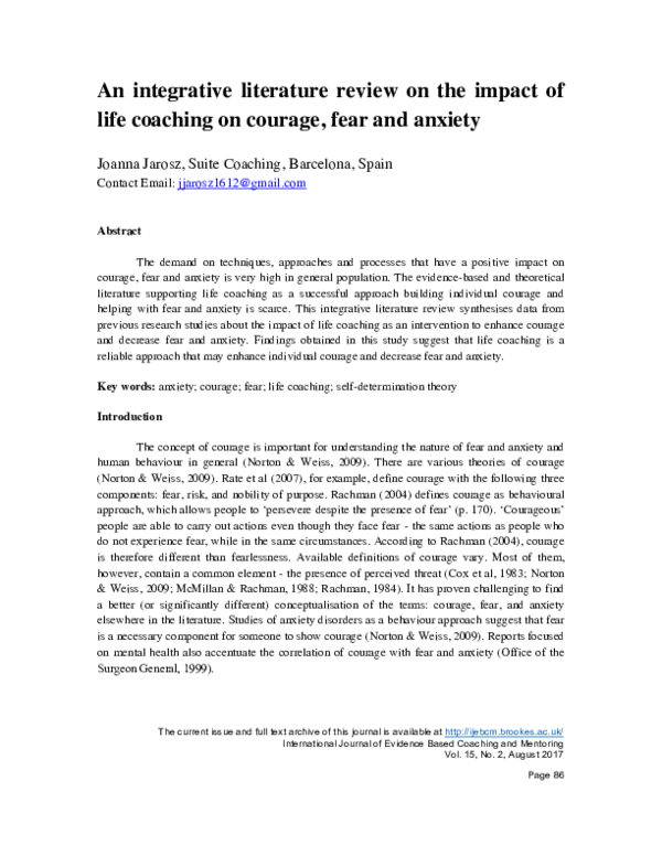 (PDF) An integrative literature review on the impact of life coaching ...