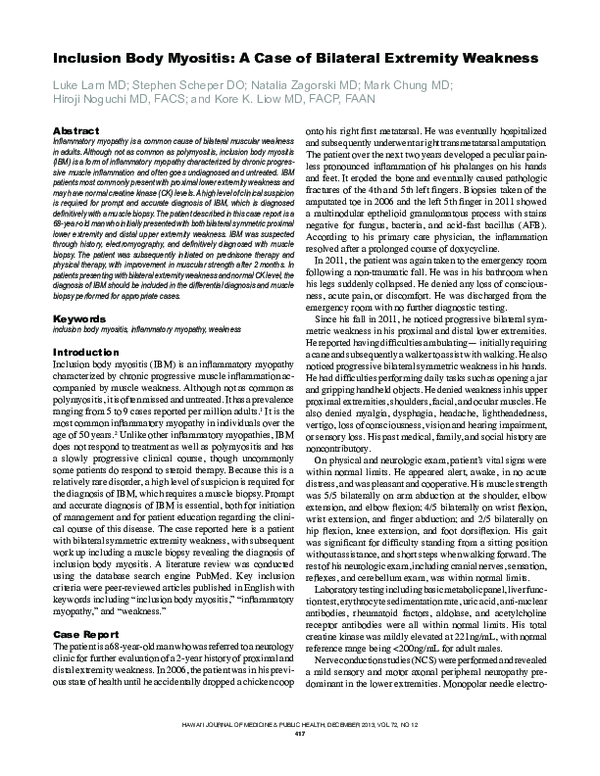 (PDF) Inclusion body myositis: a case of bilateral extremity weakness