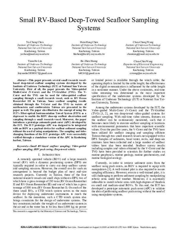 (PDF) Small RV-Based Deep-Towed Seafloor Sampling Systems