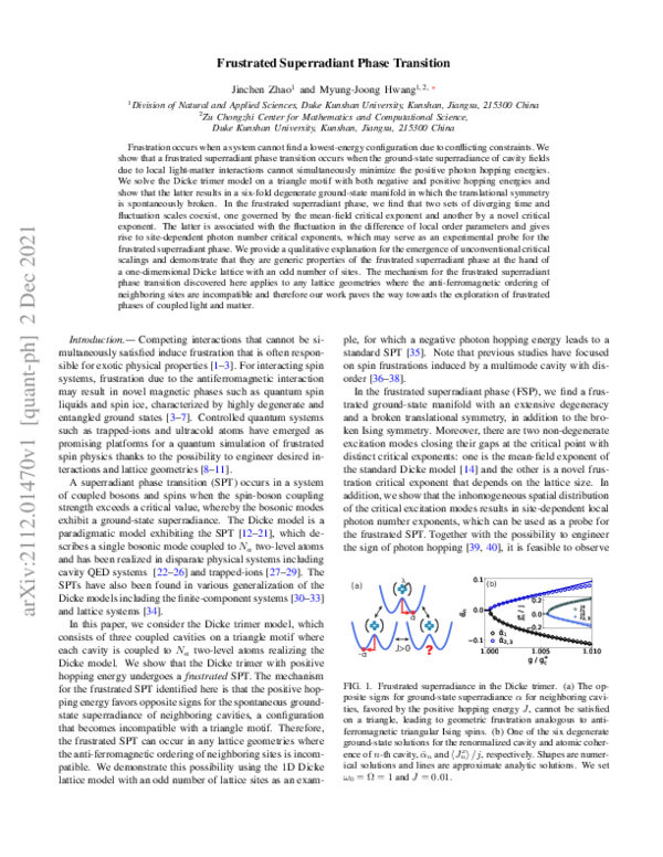 (PDF) Frustrated Superradiant Phase Transition