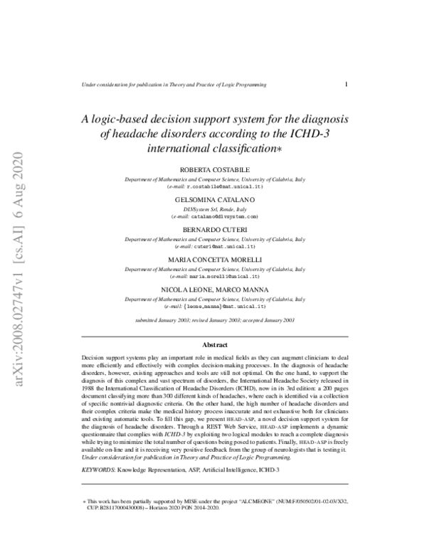 (PDF) A logic-based decision support system for the diagnosis of ...