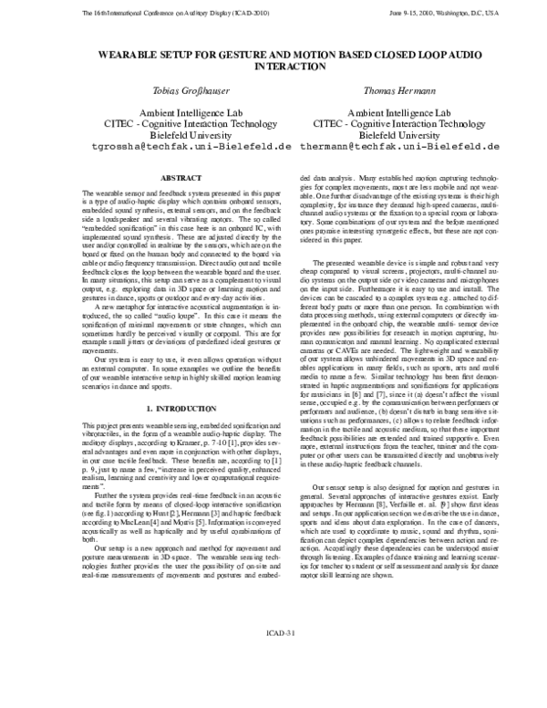 (PDF) Wearable Setup for Gesture and Motion based Closed Loop Audio ...