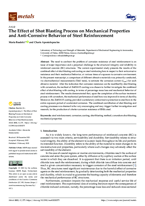 (PDF) The Effect of Shot Blasting Process on Mechanical Properties and ...