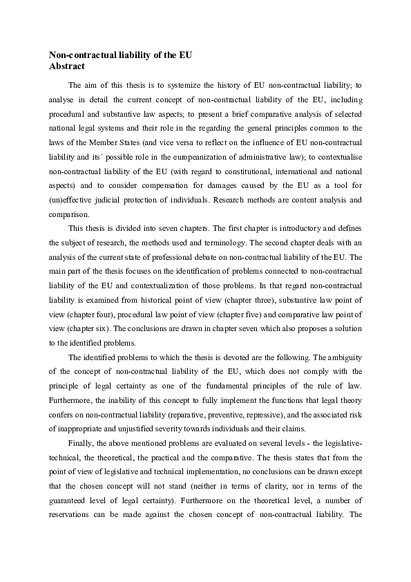 (PDF) Non-contractual Liability of the EU