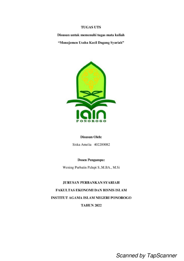 (PDF) UTS MUK DAGANG SYARIAH SISKA AMELIA 402200082 PS D