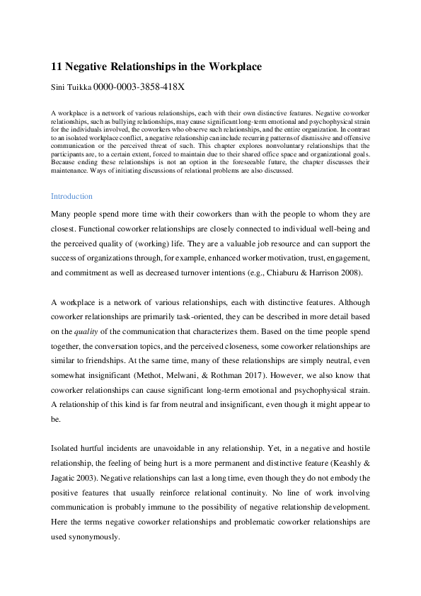 (PDF) Negative Relationships in the Workplace