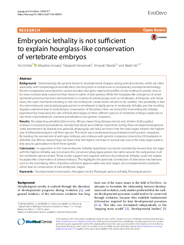 (PDF) Embryonic lethality is not sufficient to explain hourglass-like ...