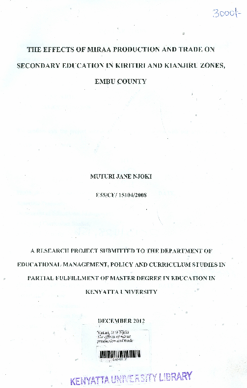 (PDF) The Effects of Miraa Production and Trade on Secondary Education ...