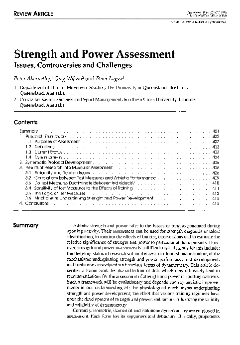 (PDF) Strength and Power Assessment