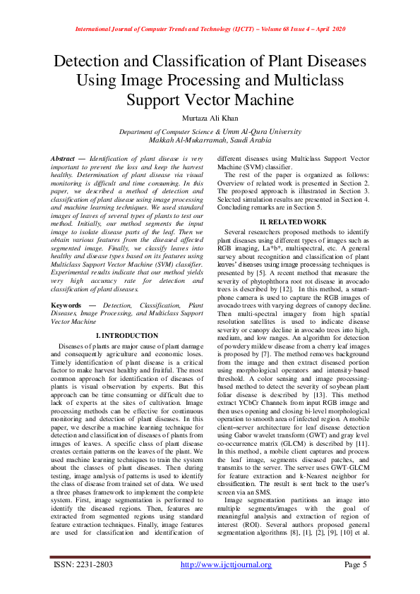(PDF) Detection and Classification of Plant Diseases Using Image Processing and Multiclass ...