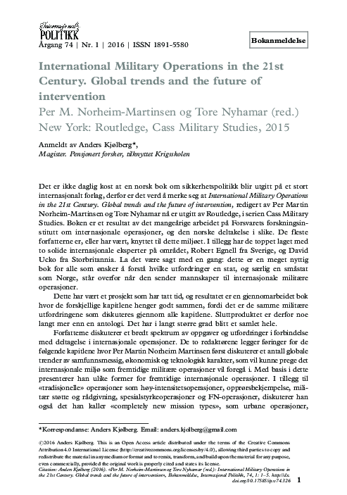 (PDF) International Military Operations in the 21st Century. Global ...