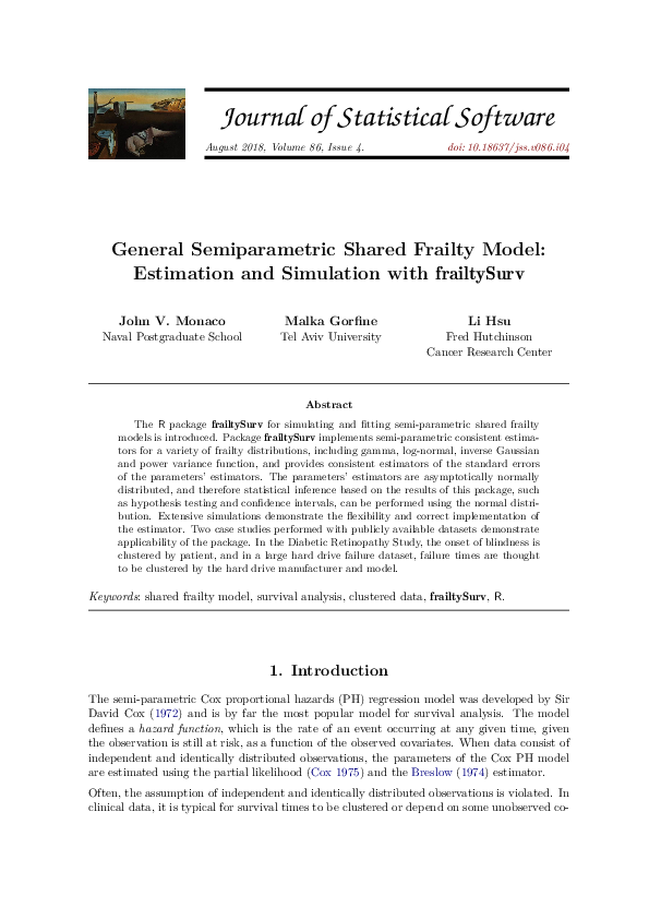 (PDF) General Semiparametric Shared Frailty Model Estimation and Simulation with frailtySurv
