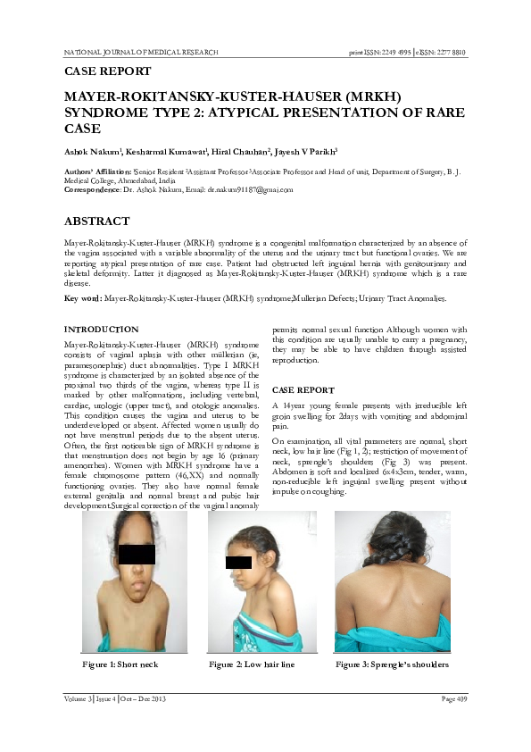 (PDF) Mayer-Rokitansky-Kuster-Hauser (MRKH) Syndrome Type 2: Atypical ...