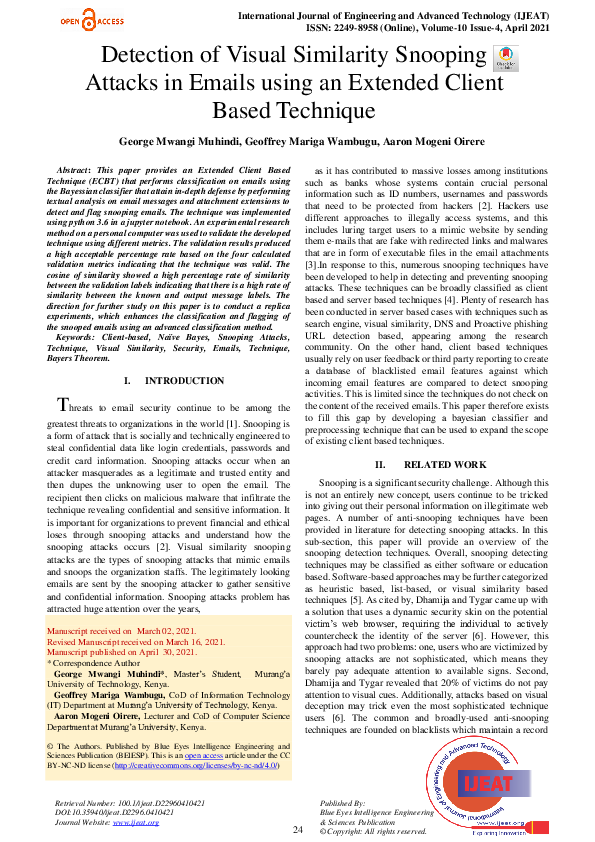 (PDF) Detection of Visual Similarity Snooping Attacks in Emails using ...