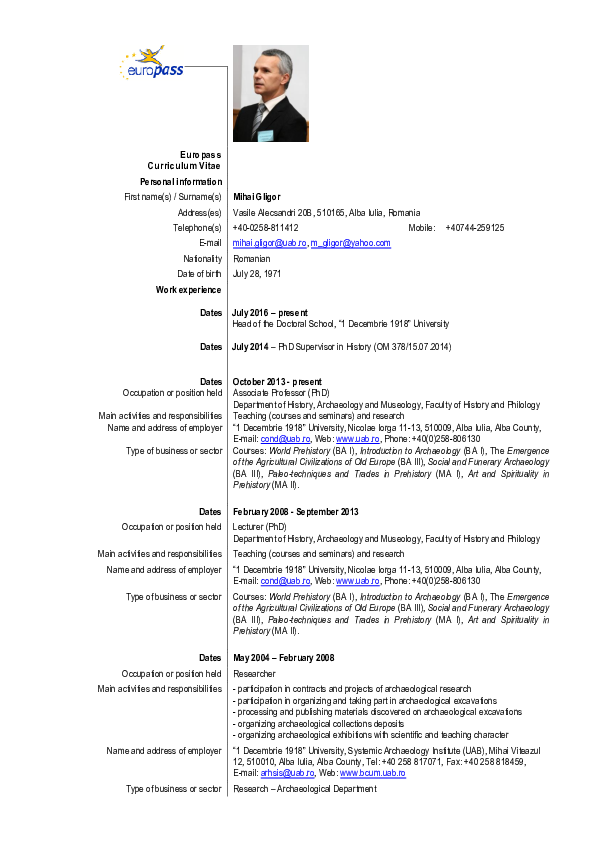 (PDF) Europass Curriculum Vitae Personal information | ΔΗΜΗΤΡΗΣ ...