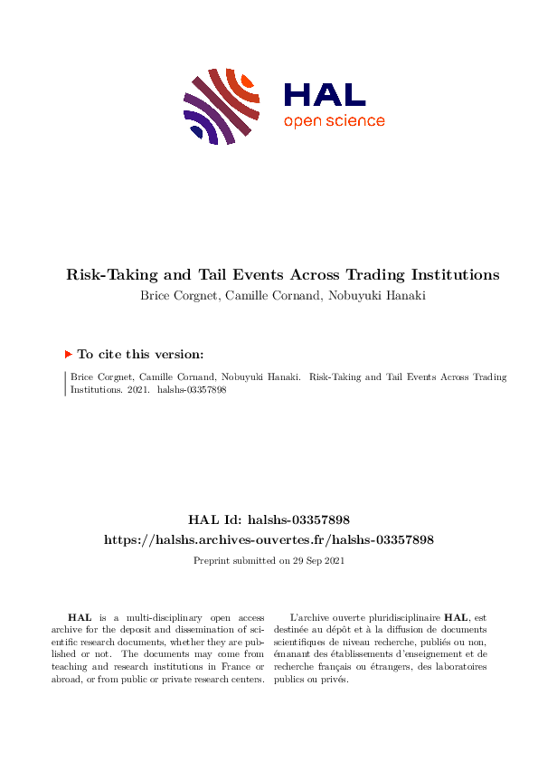 (PDF) Risk-Taking and Tail Events Across Trading Institutions