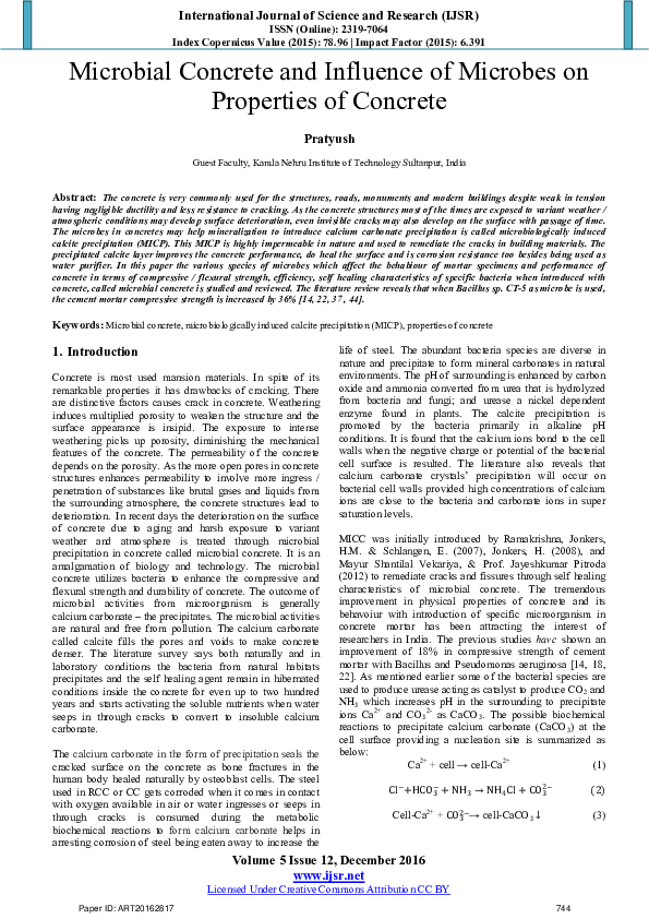 (PDF) Microbial Concrete and Influence of Microbes on Properties of ...