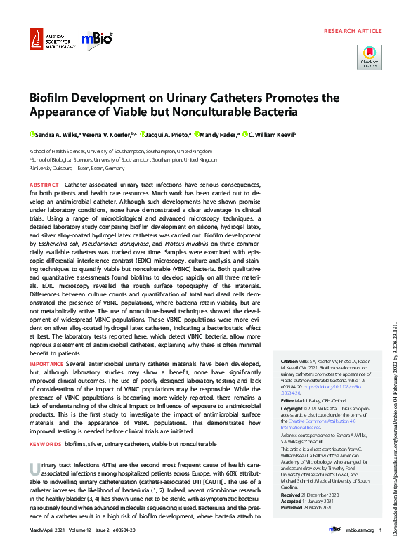 (PDF) Biofilm Development on Urinary Catheters Promotes the Appearance ...
