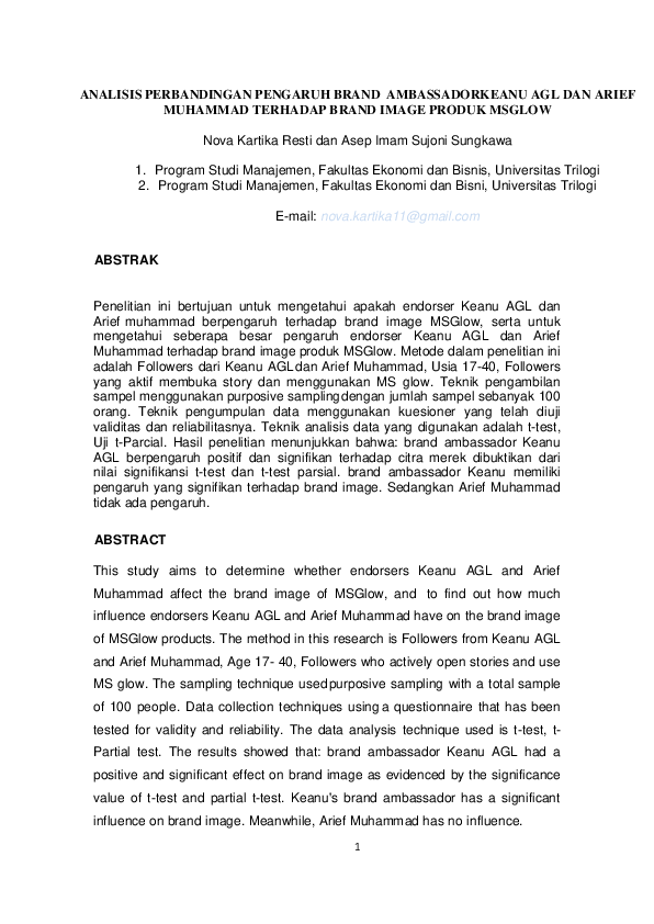(PDF) ANALISIS PERBANDINGAN PENGARUH BRAND AMBASSADOR KEANU AGL DAN ...