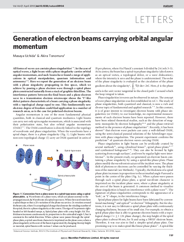 Pdf Generation Of Electron Beams Carrying Orbital Angular Momentum