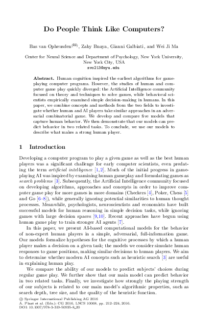 (PDF) Do People Think Like Computers?