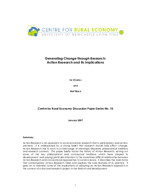 (PDF) Generating Change through Research: Action Research and its Implications