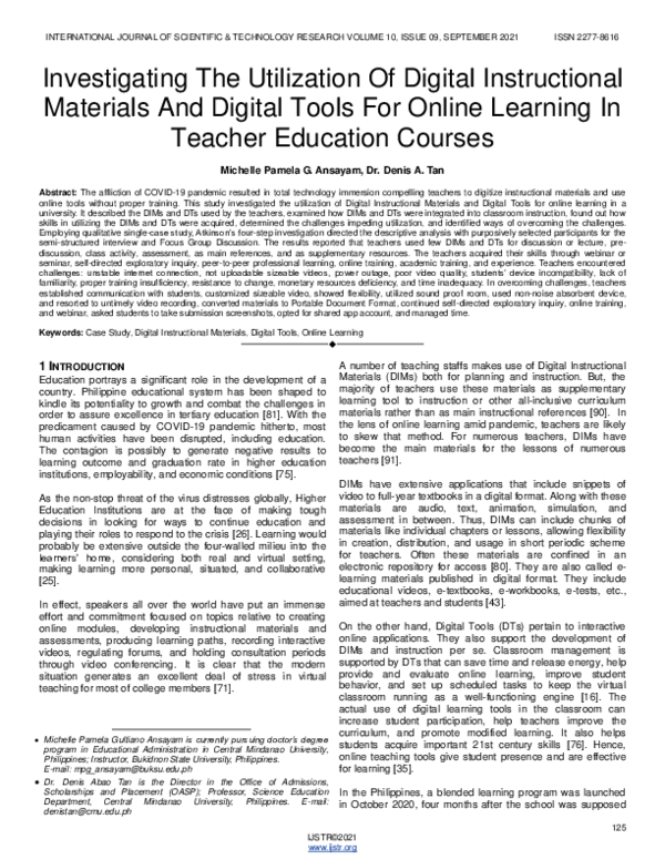 (PDF) Investigating the Utilization of Digital Instructional Materials ...