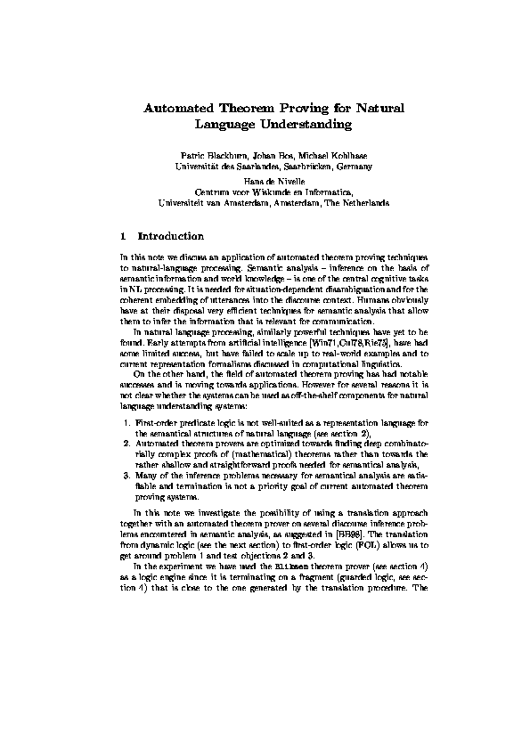 (PDF) Automated theorem proving for natural language understanding