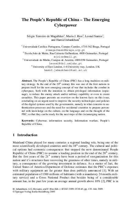 (PDF) The People’s Republic of China – The Emerging Cyberpower