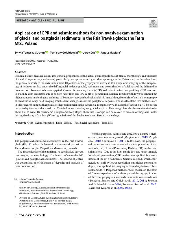 (PDF) Application of GPR and seismic methods for noninvasive ...