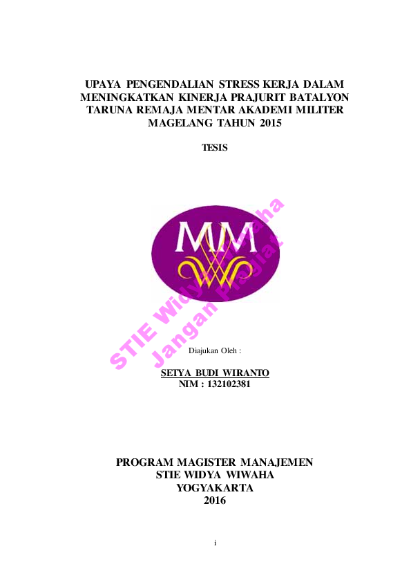 (PDF) Upaya Pengendalian Stress Kerja Dalam Meningkatkan Kinerja ...