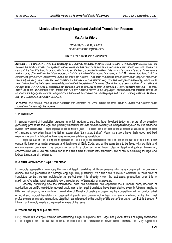 (PDF) Manipulation through Legal and Judicial Translation Process