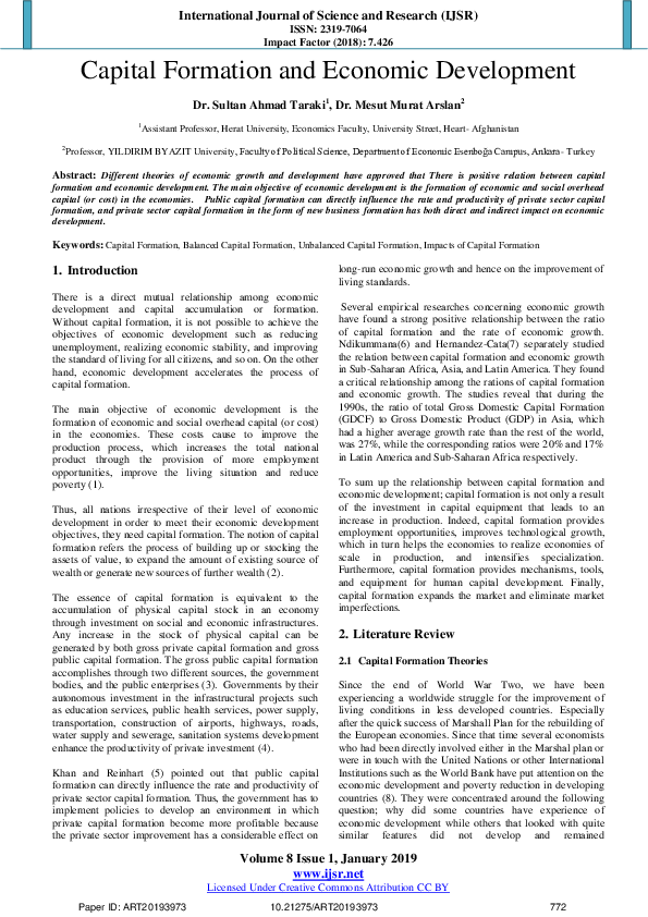 (PDF) Capital Formation and Economic Development