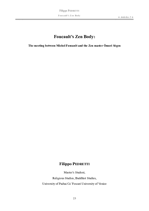(PDF) Foucault’s Zen Body: The meeting between Michel Foucault and the ...
