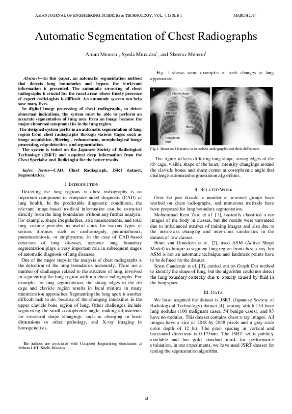 (PDF) Automatic Segmentation of Chest Radiographs