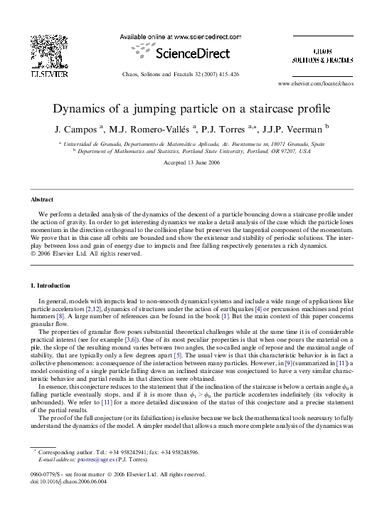 (PDF) Dynamics of a jumping particle on a staircase profile | Juan ...