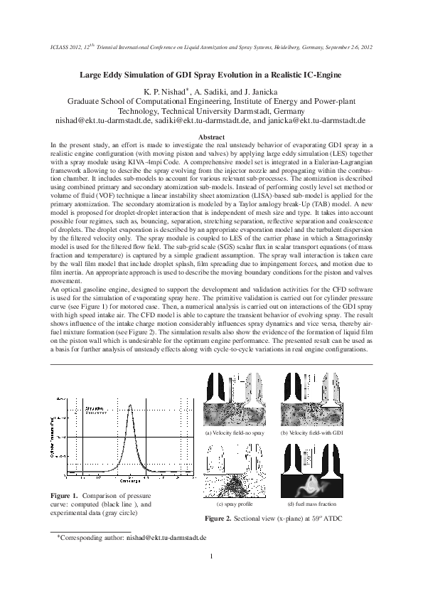 (PDF) Large Eddy Simulation of GDI Spray Evolution in a Realistic Engine