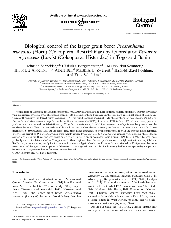 (PDF) Biological control of the larger grain borer Prostephanus ...