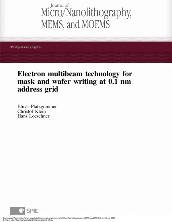 (PDF) Electron multibeam technology for mask and wafer writing at 0.1 ...