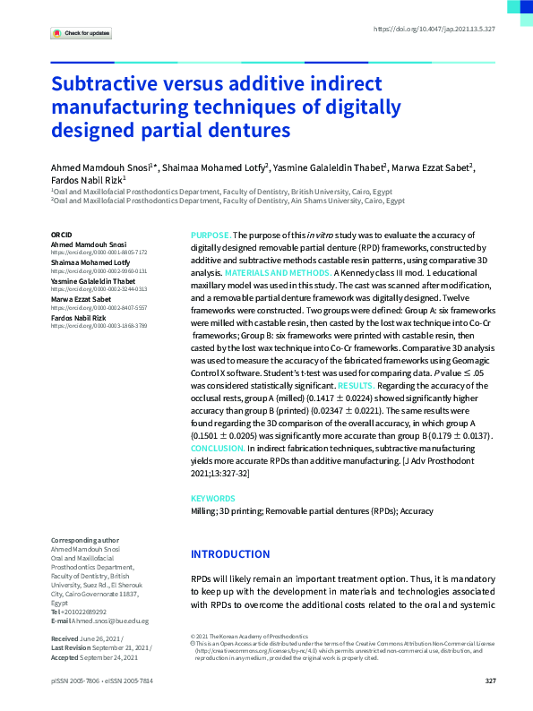 (PDF) Subtractive versus additive indirect manufacturing techniques of ...