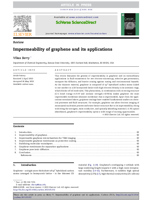 (PDF) Impermeability of graphene and its applications