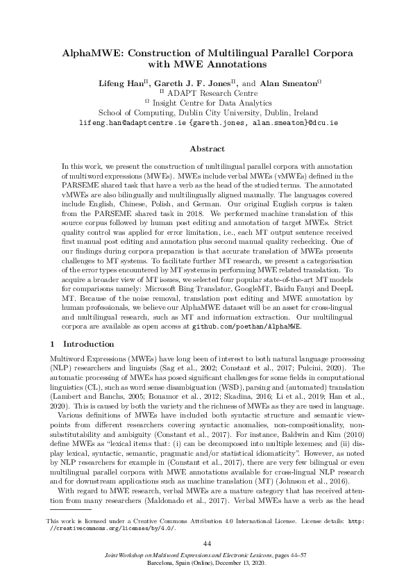 (PDF) AlphaMWE: Construction of Multilingual Parallel Corpora with MWE Annotations