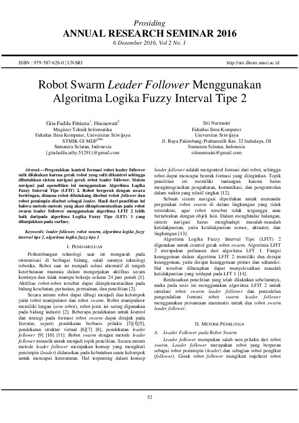 (PDF) Robot Swarm Leader Follower Menggunakan Algoritma Logika Fuzzy Interval Tipe 2