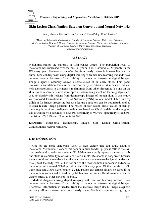 Pdf Skin Lesion Classification Based On Convolutional Neural Networks
