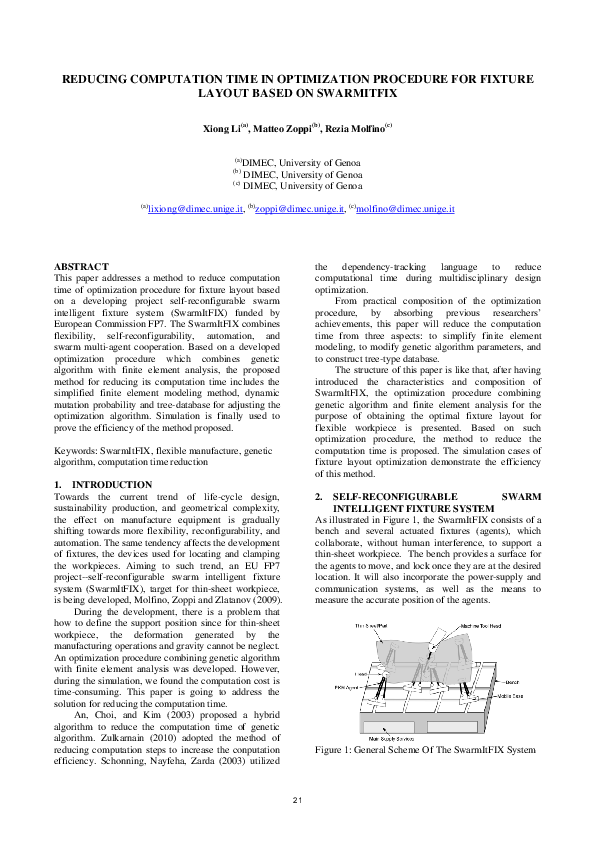(PDF) Reducing Computation Time in Optimization Procedure for Fixture Layout based on SwarmItFIX