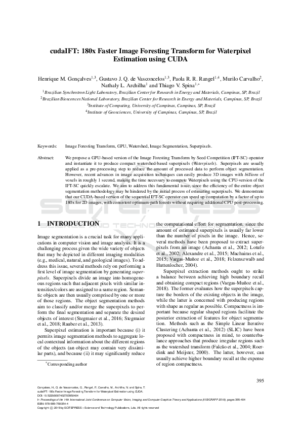 (PDF) cudaIFT: 180x Faster Image Foresting Transform for Waterpixel Estimation using CUDA