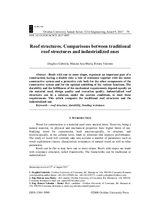 (PDF) Roof structures. Comparisons between traditional roof structures ...