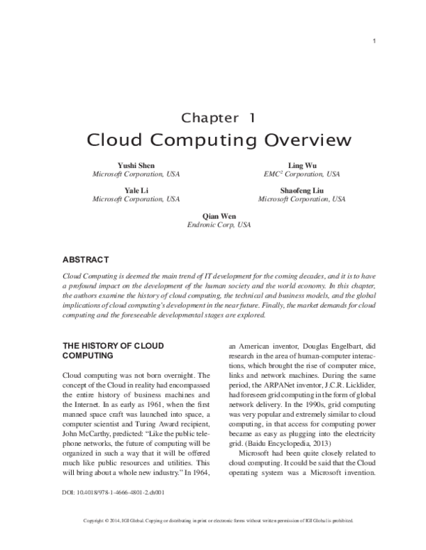 (PDF) Cloud Computing Overview | Mokhtar Abuelhassan - Academia.edu